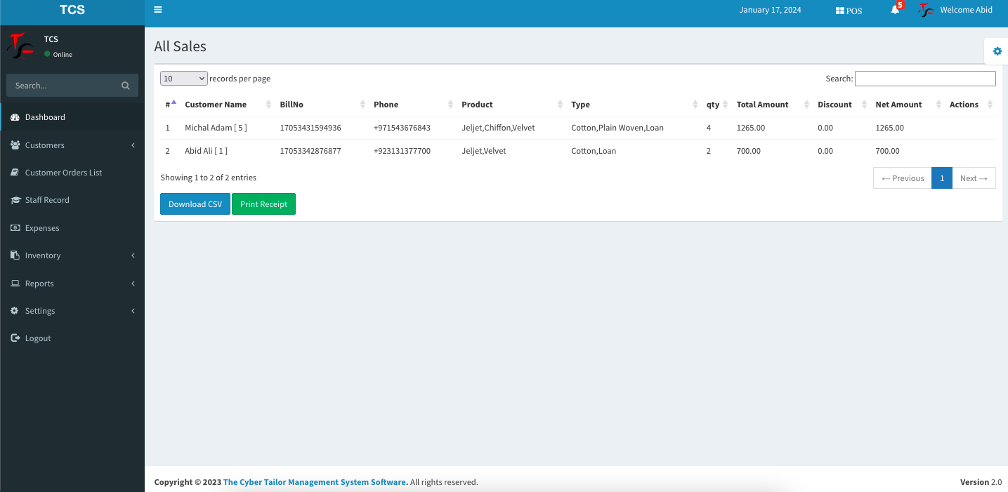 Best Tailor Shop Management System Software Online (TSMS)