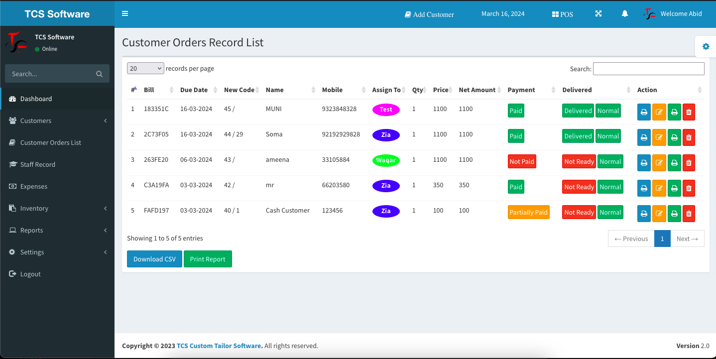 Best Tailor Shop Management System Software Online (TSMS)